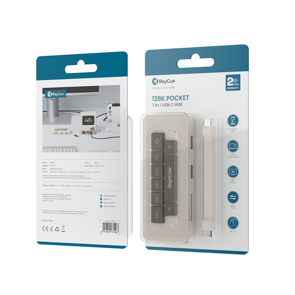 พอร์ตฮับ Raycue 7-in-1 USB Type-C To HDMI-Compatible HB300 | Education Studio7