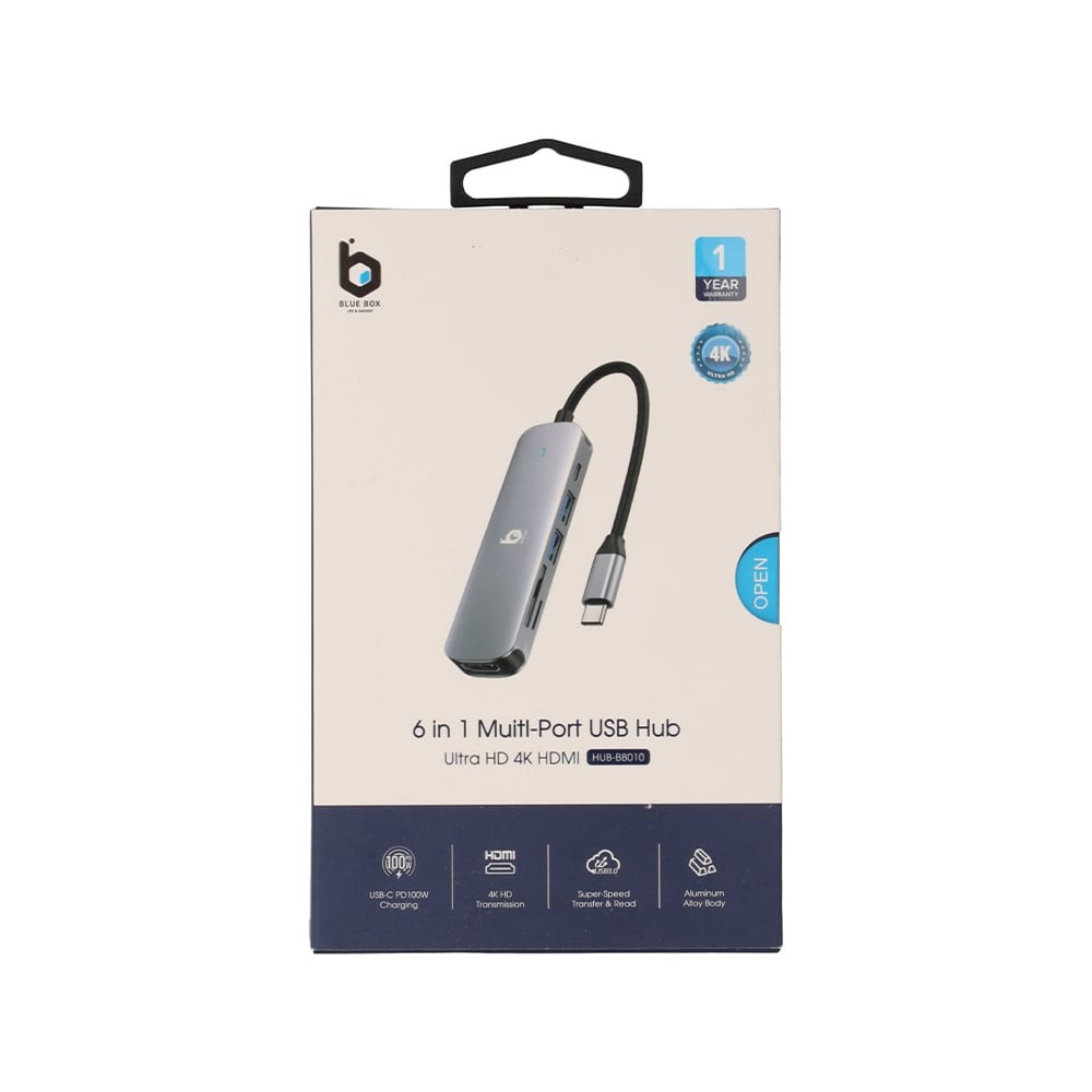ยูเอสบีฮับ Blue Box 6-in-1 USB Type-C Hub Silver Grey ราคาดี ...