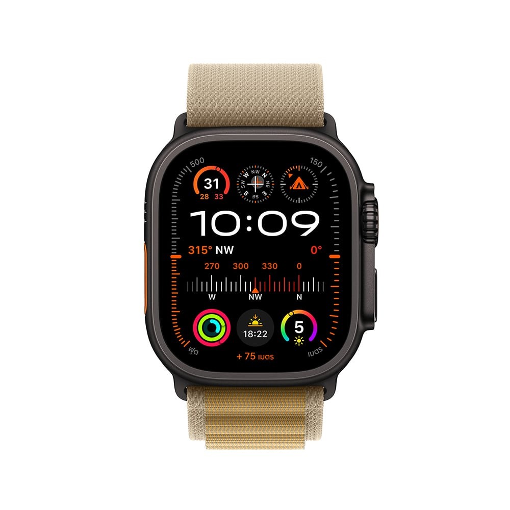 สาย Apple Watch 49mm Tan Alpine Loop - Medium - Black Titanium Finish ...