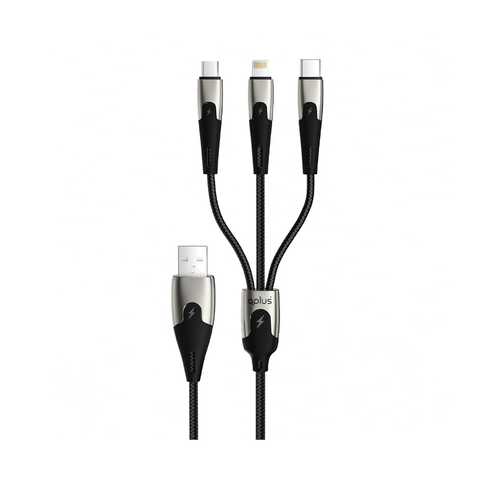สายชาร์จ QPLUS 3in1 3A 1เมตร รุ่นQ1 สีBlack มีความคงทนสวยงาม ...