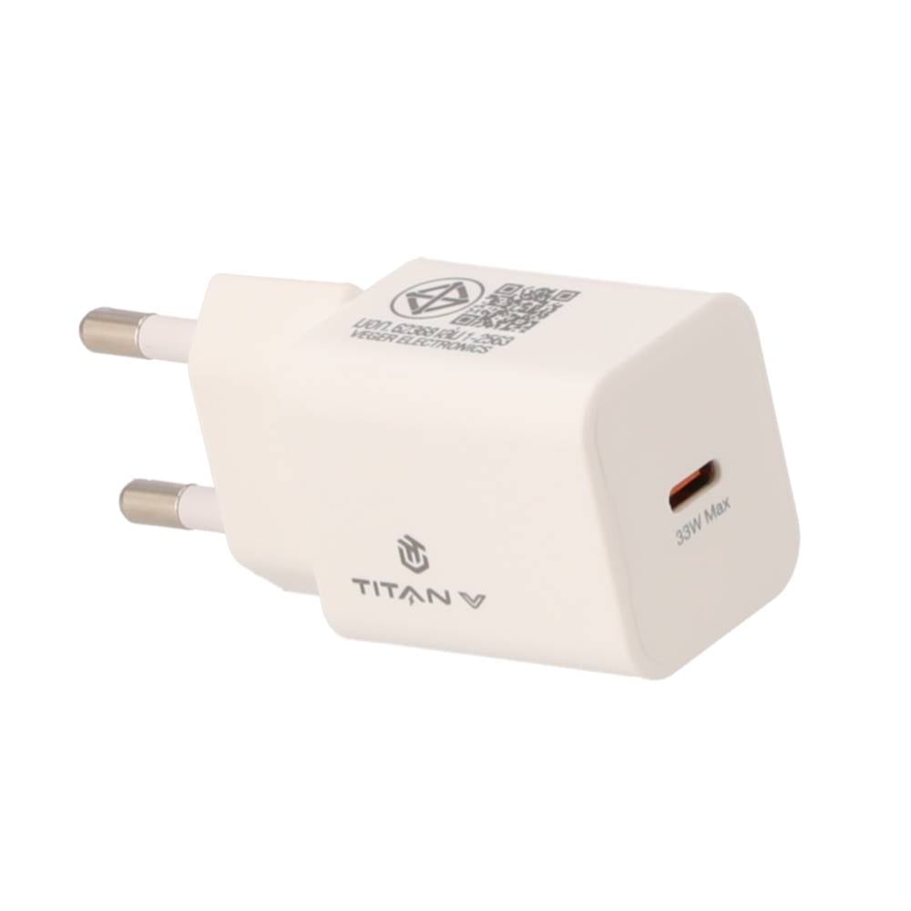 อะแดปเตอร์ TITANV Wall Charger 1 USB-C 33W GaN TI-WC03 White | Education Studio7