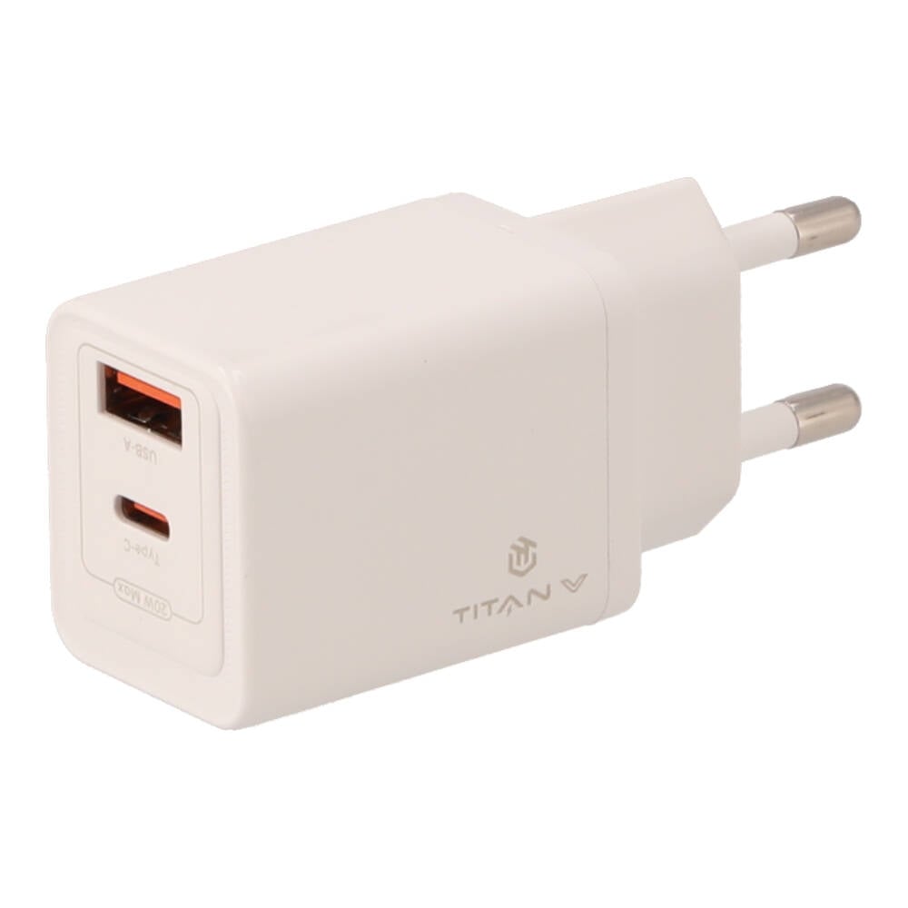 อะแดปเตอร์ TITANV Wall Charger 1 USB-A / 1 USB-C 20W TI-WC01 White | Education Studio7