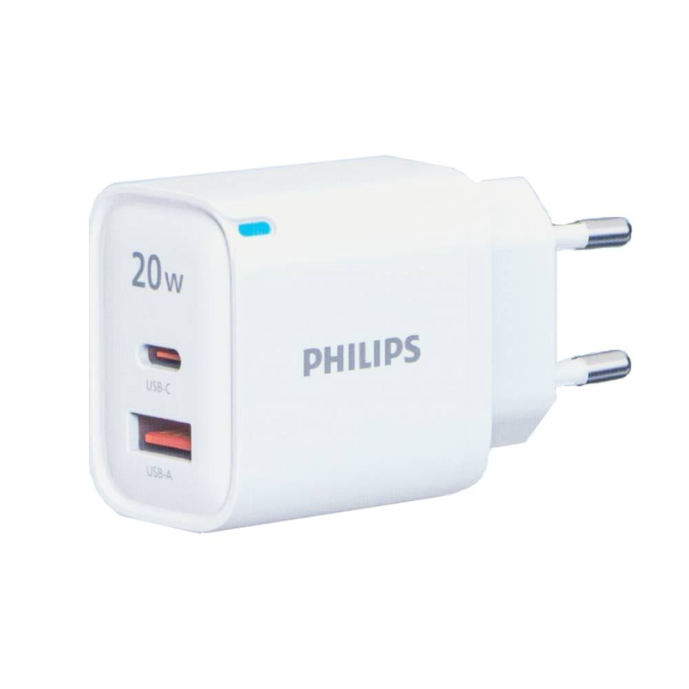 อะแดปเตอร์ Philips Wall Charger 1 USB-A / 1 USB-C 20W GaN White (TISI ...
