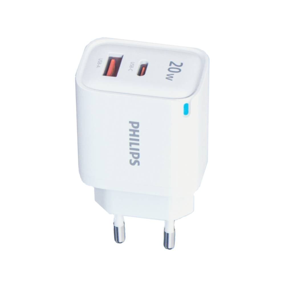 อะแดปเตอร์ Philips Wall Charger 1 USB-A / 1 USB-C 20W GaN White (TISI ...