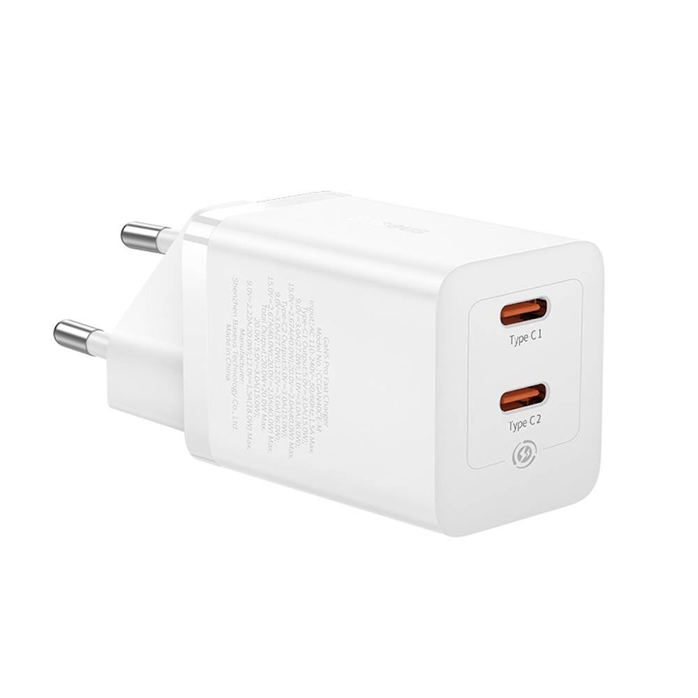อะแดปเตอร์ Baseus Wall Charger 2 USB-C 40W White (TISI) | Education Studio7