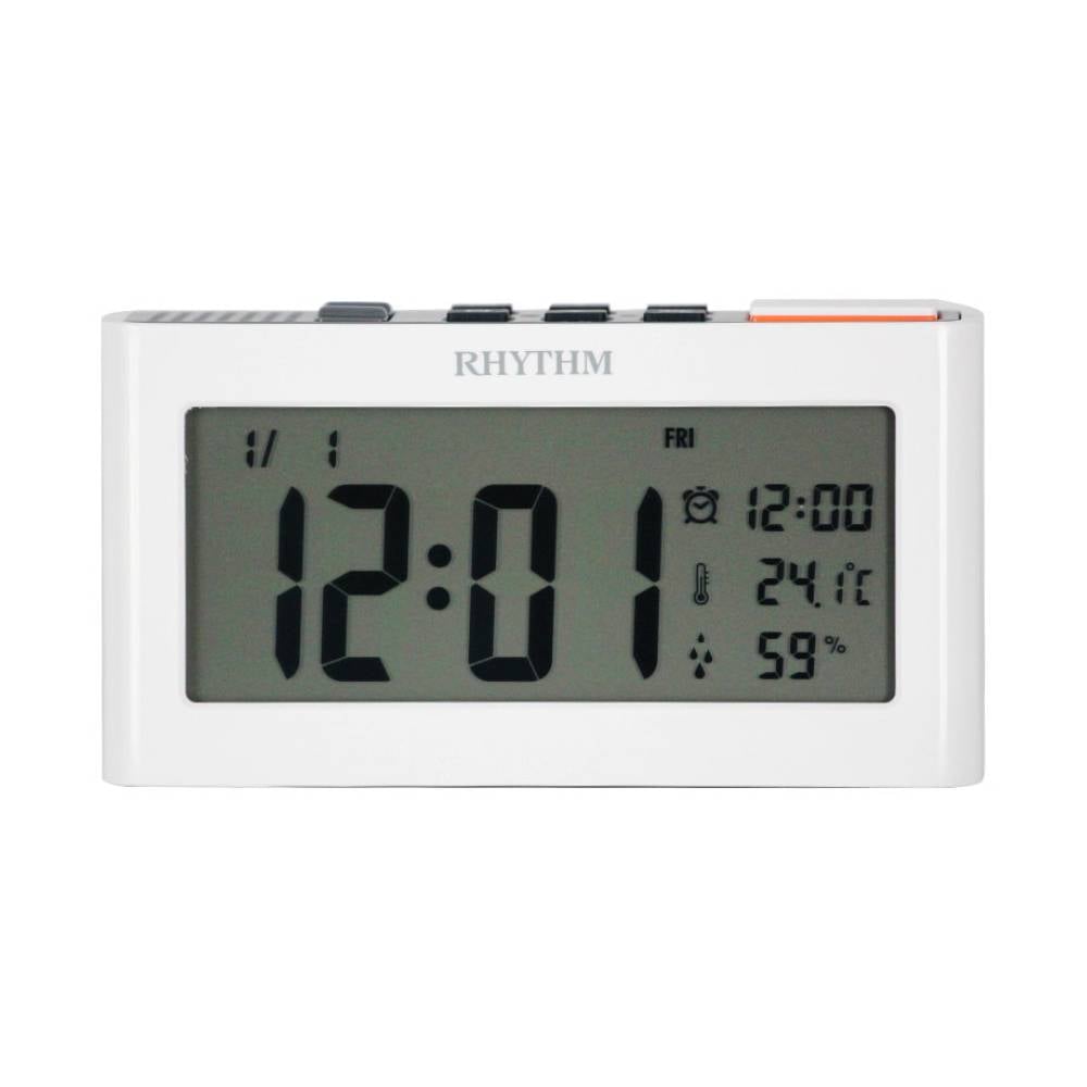 นาฬิกาตั้งโต๊ะระบบดิจิทัล RHYTHM White ดัง 2 ระดับ 8.5 cm. | Education Studio7