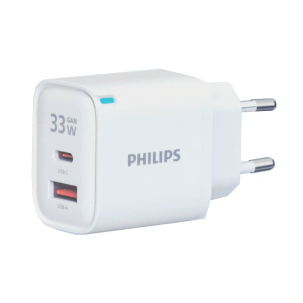 อะแดปเตอร์ Philips Wall Charger 1 USB-A / 1 USB-C 33W GaN White (TISI ...