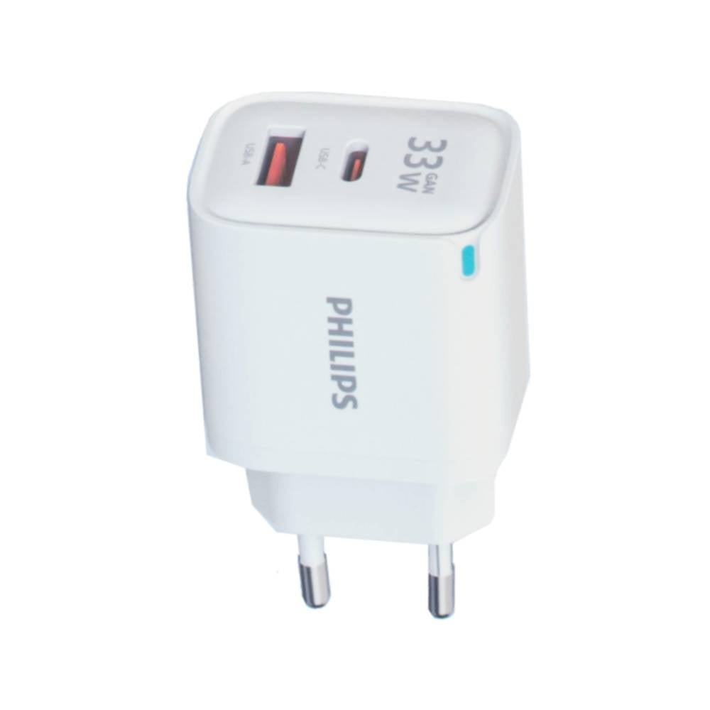 อะแดปเตอร์ Philips Wall Charger 1 USB-A / 1 USB-C 33W GaN White (TISI ...
