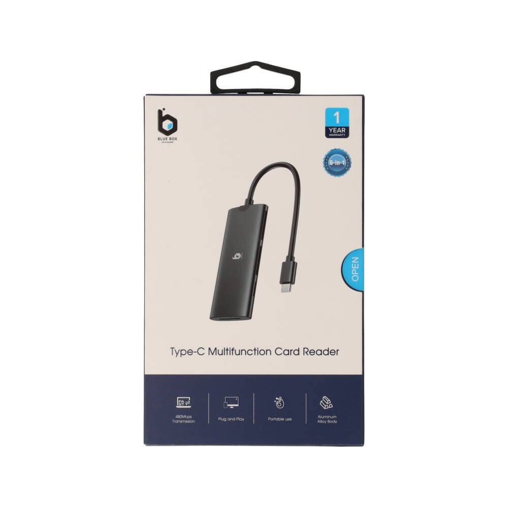เครื่องอ่านการ์ด Blue Box 6-in-1 Type-C Card Reader สีเทา | Education ...