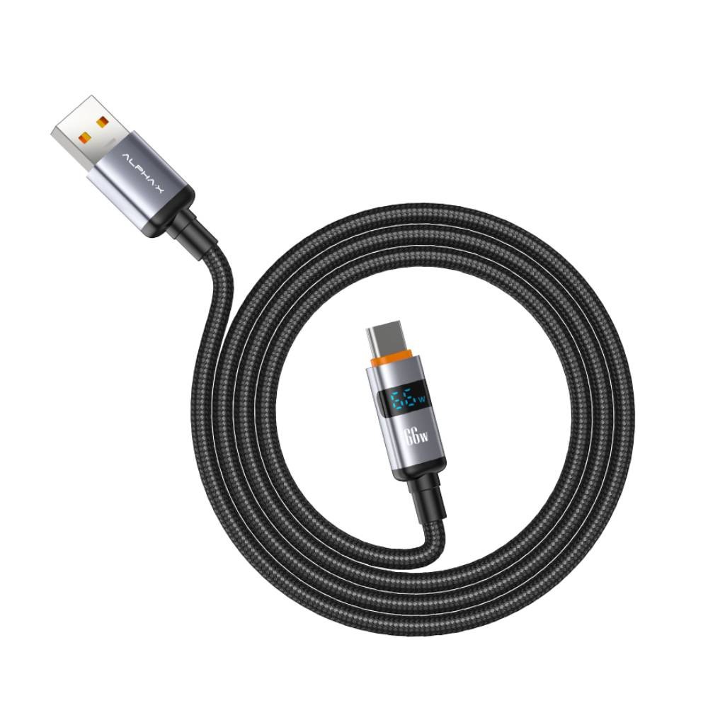 สายชาร์จ ALPHA.X USB-A to USB-C Cable 66W 1.2M ALU-AC09 Black ...