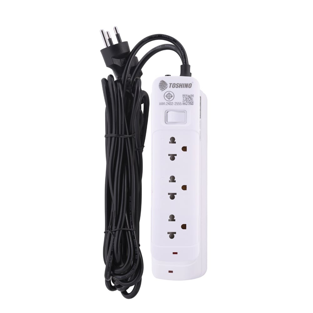 ปลั๊กไฟ Toshino TIS Plug 3 Way 3 Switch 3M+SO32 White | Education Studio7