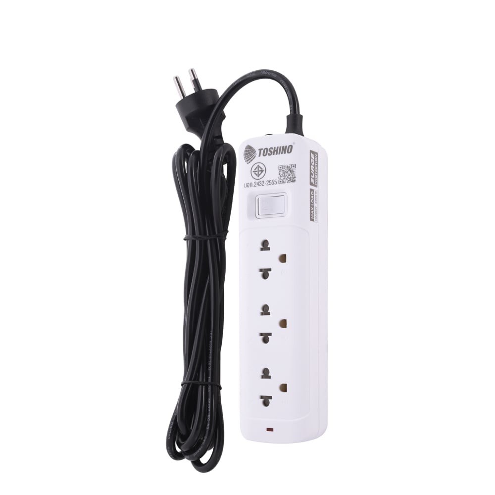 ปลั๊กไฟ Toshino TIS Plug 3 Way 3 Switch 3M+SO32 White | Education Studio7
