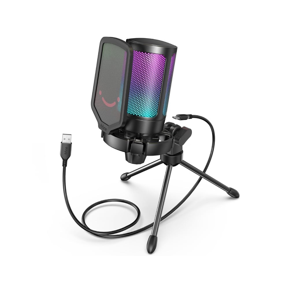 ไมโครโฟน Fifine A6V USB Mic Tripod Stand RGB Black | Education Studio7