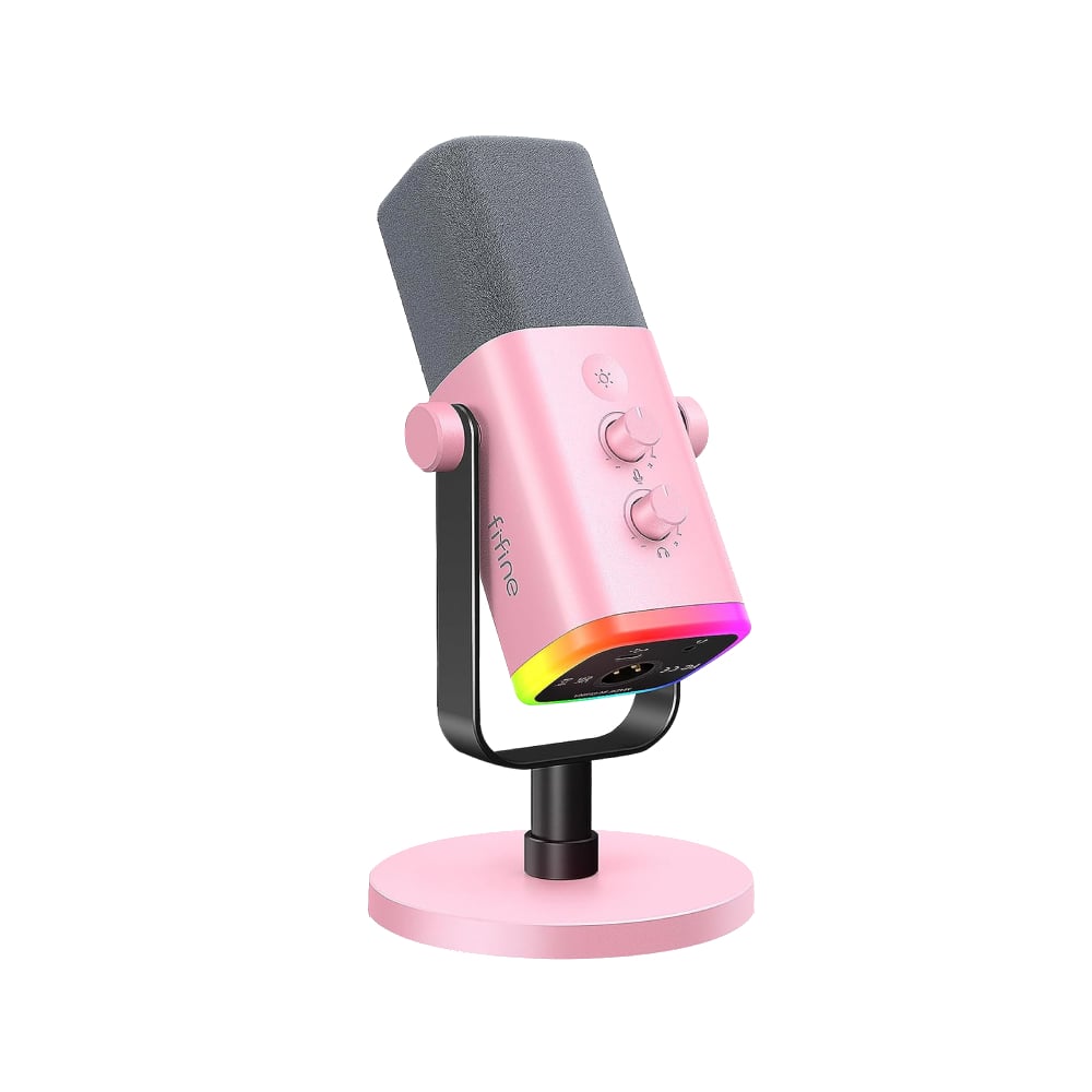 ไมโครโฟน Fifine AM8P USB Dynamic Mic BasedStand RGB Pink | Education ...