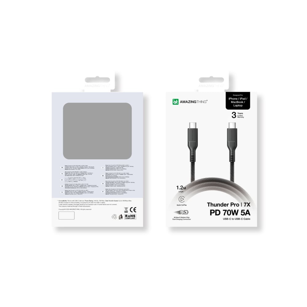 สายชาร์จ AMAZINGthing USB-C to USB-C Cable 70W Thunder Pro I 7X 1.2M ...