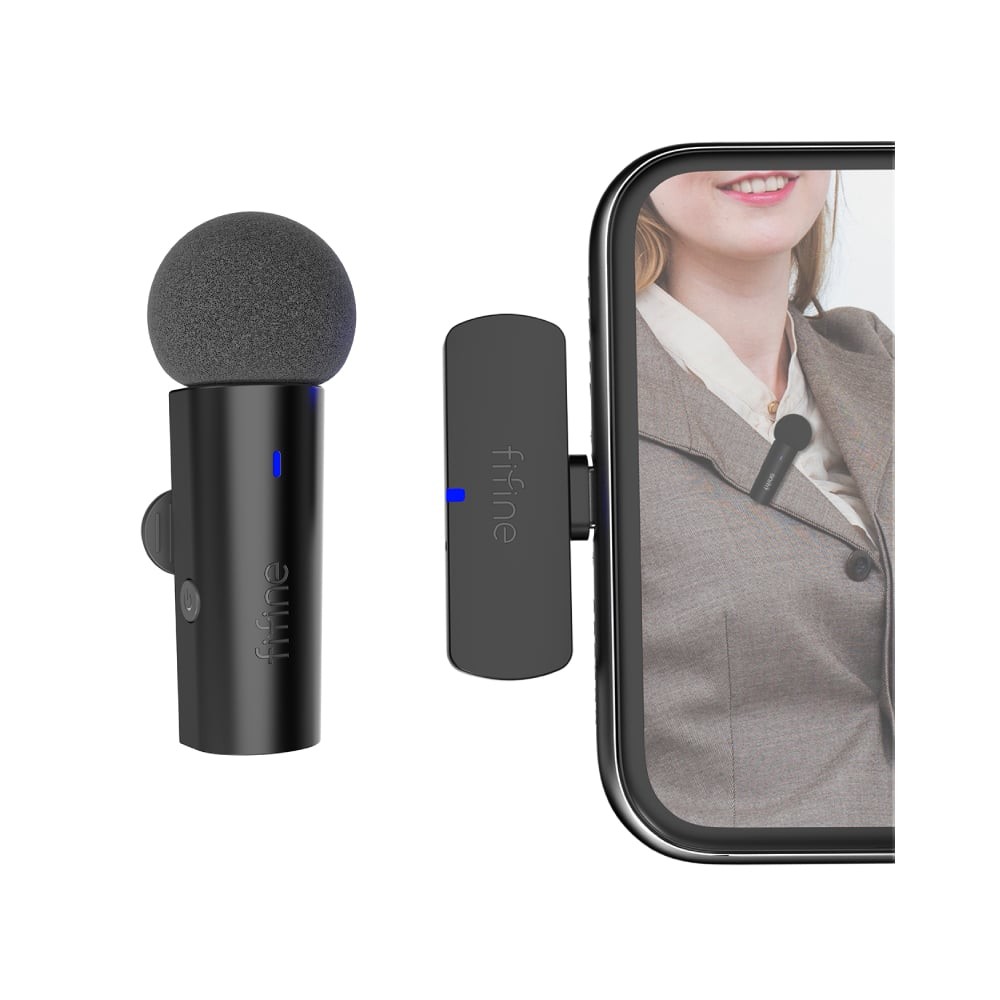 ไมโครโฟน Fifine M6 USB-C Wireless Lapel Mic Black | Education Studio7