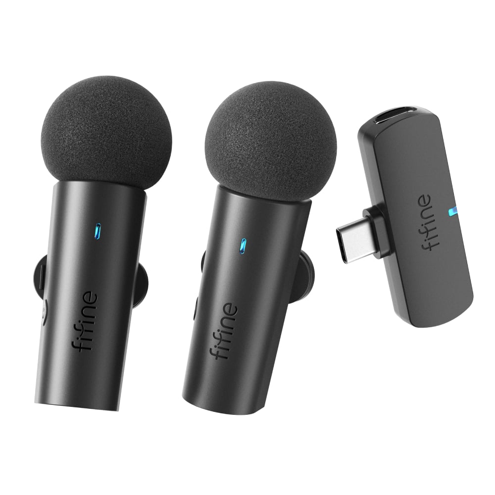 ไมโครโฟน Fifine M8 USB-C Dual Wireless Lapel Mic Black | Education Studio7