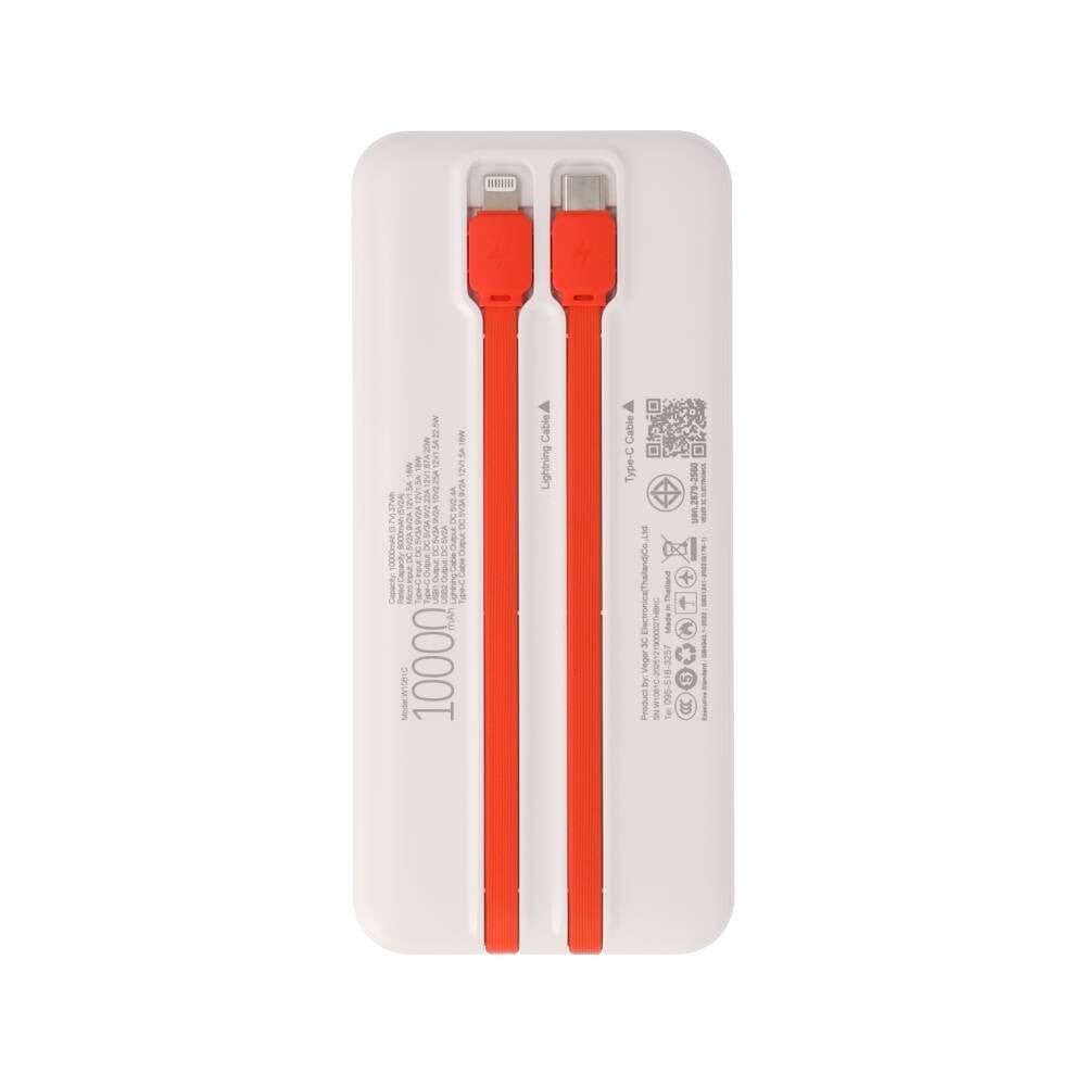 พาวเวอร์แบงค์ TECHPRO 10000 mAh PD with Built-in USB-C/Lighting White ...