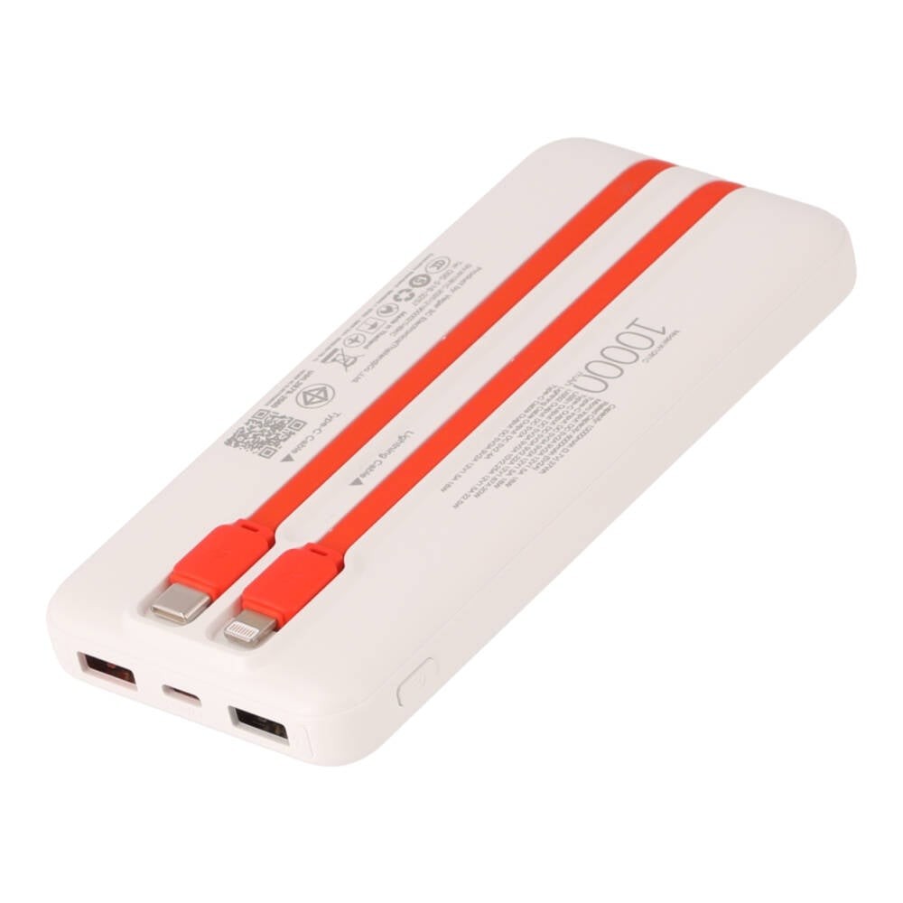 พาวเวอร์แบงค์ TECHPRO 10000 mAh PD with Built-in USB-C/Lighting White ...