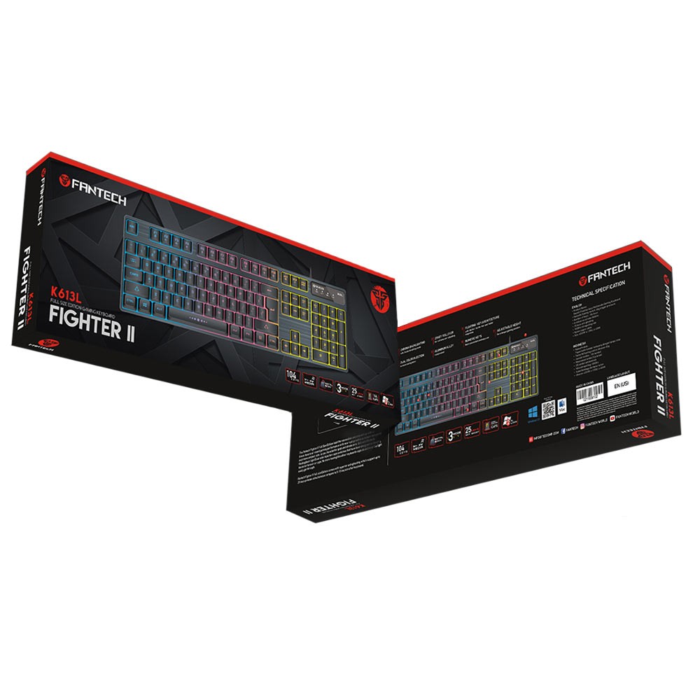 Fantech Gaming Keyboard K613L Fighter II คีย์บอร์ดเกมมิ่ง ไฟ RGB สีสัน ...