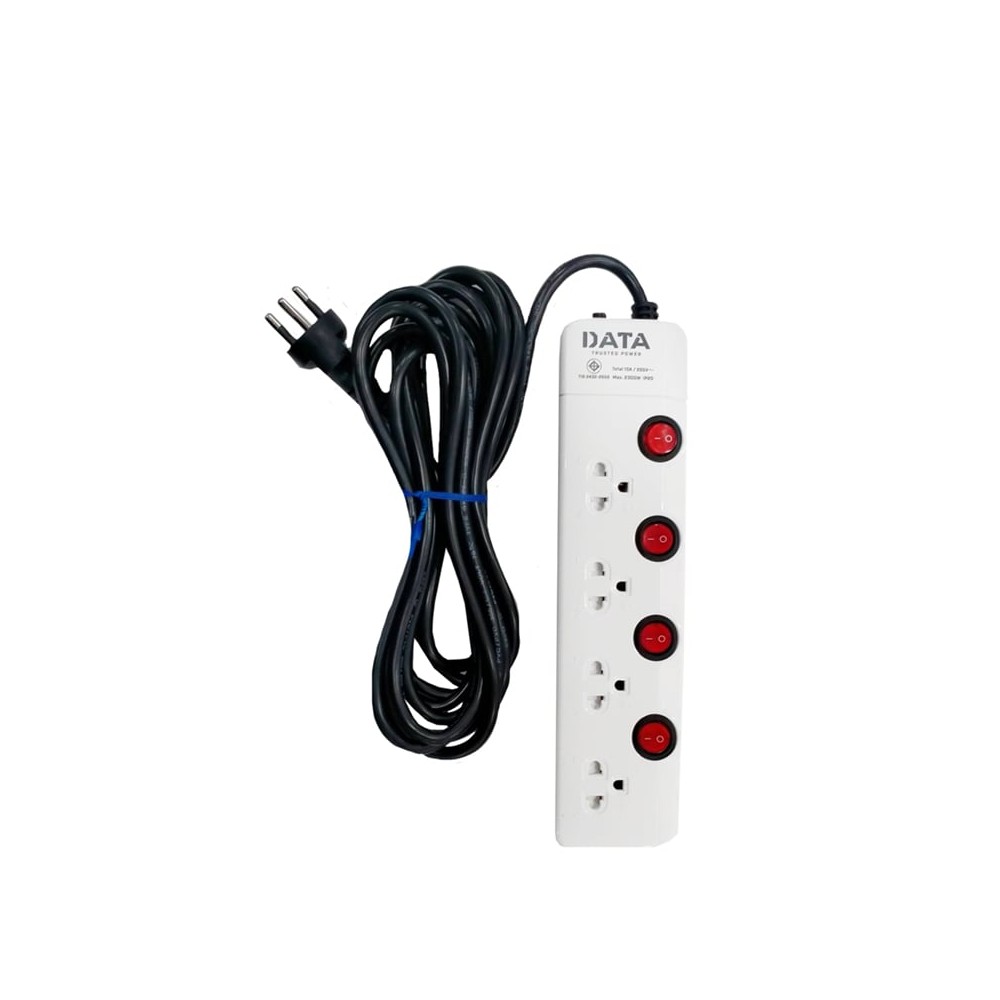 ปลั๊กไฟ DATA Plug 4 Way 4 Switch 5M. TIS HM4496M5W White | Education ...