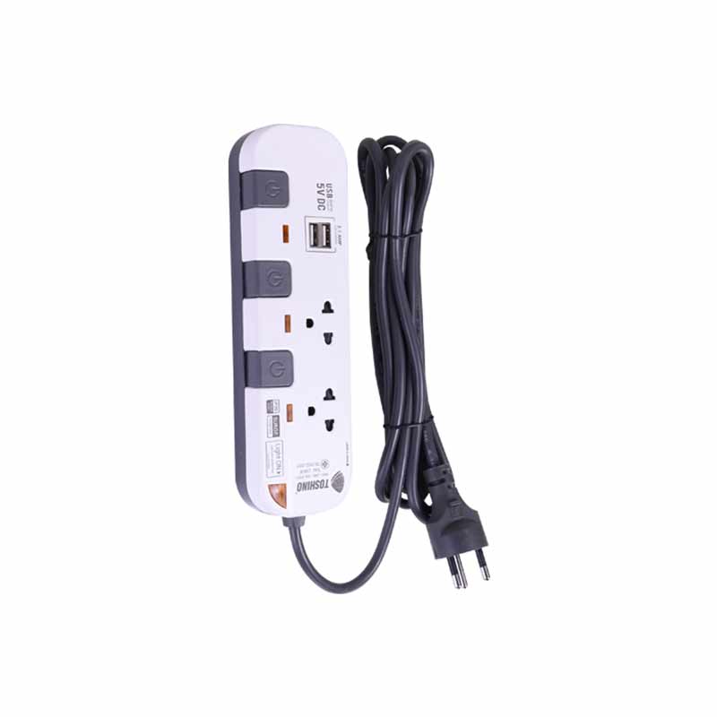 Toshino Plug 2 Way 3 Switch 2 USB 3M. (P2375USB-3M) White/Grey ...