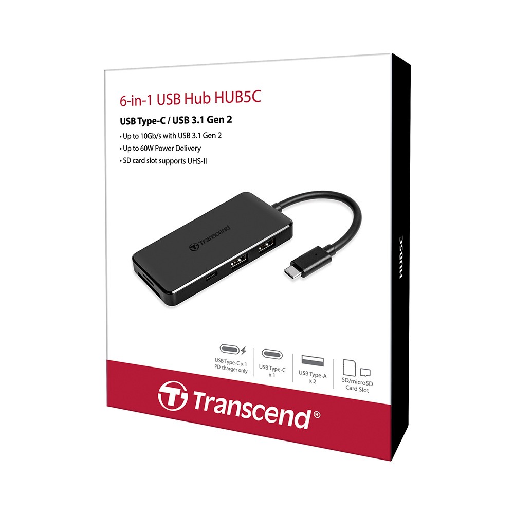 Transcend USB-C 6 in 1 Hub with PD TS-HUB5C | Education Studio7