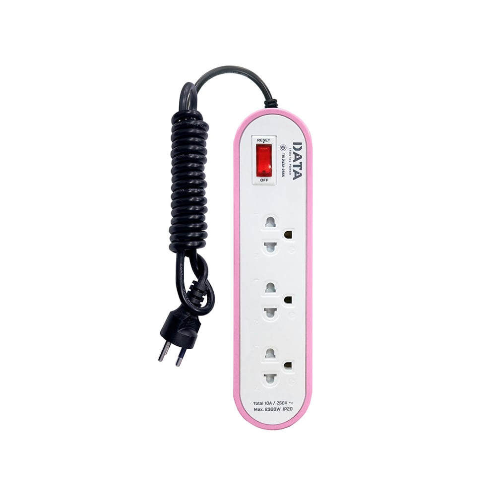 ปลั๊กไฟ DATA Plug 3 Way 1 Switch 3M. AP3146 Pink | Education Studio7