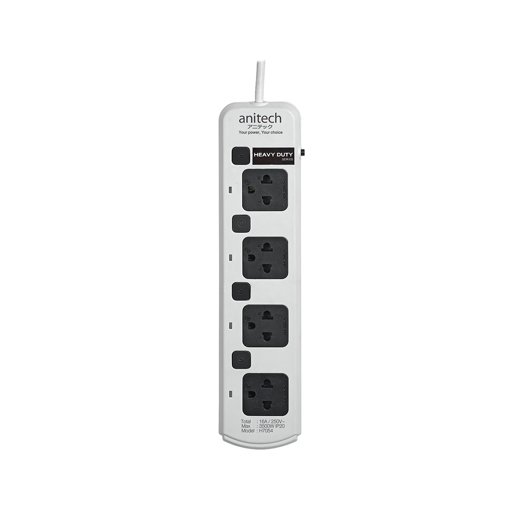 Anitech Plug 4 Way 4 Switch 5 M. TIS. H7054 White | Education Studio7
