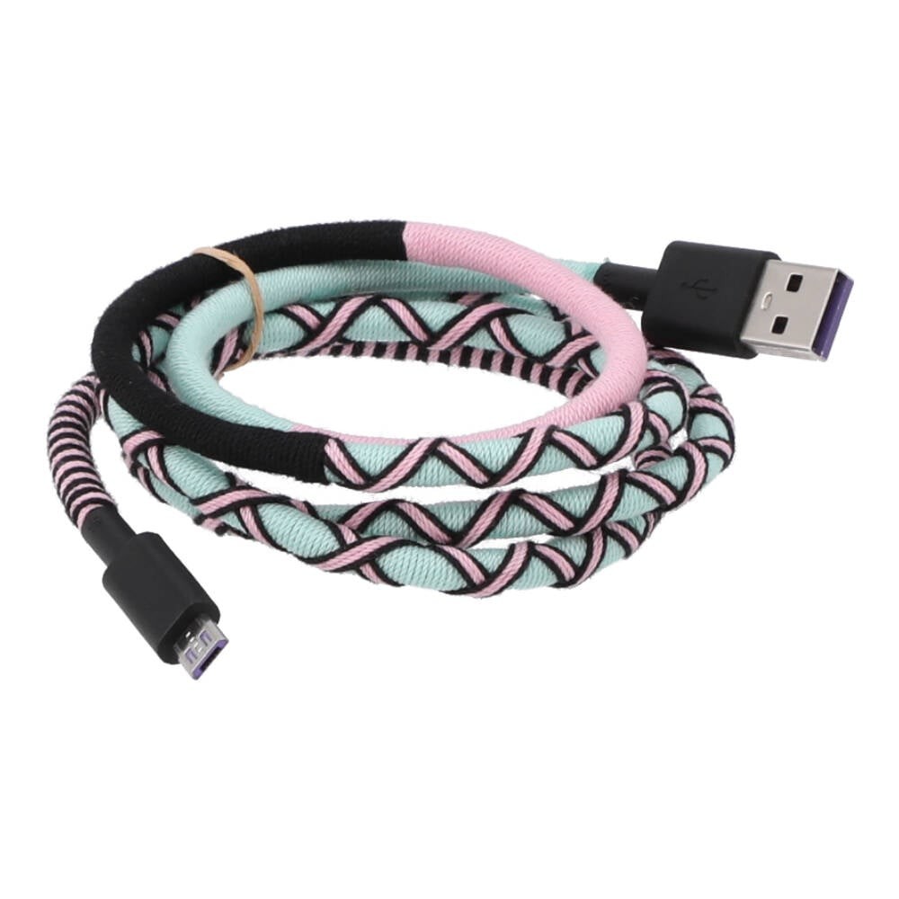 สายชาร์จ QPLUS Micro USB Cable 3A Braided 1 M. Pink/Mint/Black#8 ...