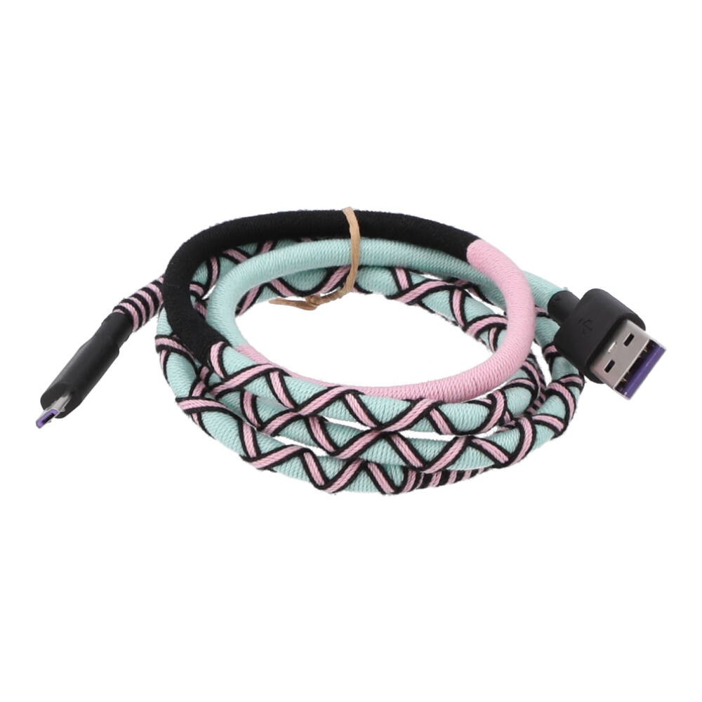 สายชาร์จ QPLUS Micro USB Cable 3A Braided 1 M. Pink/Mint/Black#8 ...