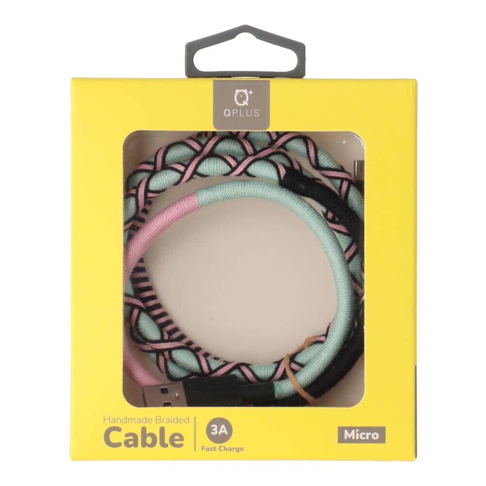 สายชาร์จ QPLUS Micro USB Cable 3A Braided 1 M. Pink/Mint/Black#8 ...
