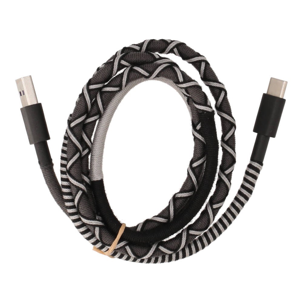 สายชาร์จ QPLUS USB-A to USB-C Cable 3A Braided 1 M. Grey/Black/Black ...
