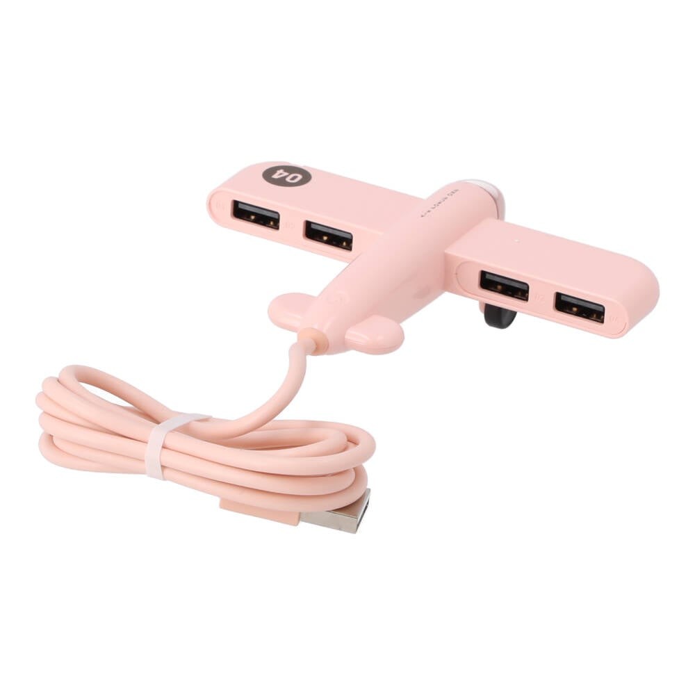 ยูเอสบีฮับ QPLUS Airplane 4 Ports USB-A 2.0 Hub - Pink | Education Studio7