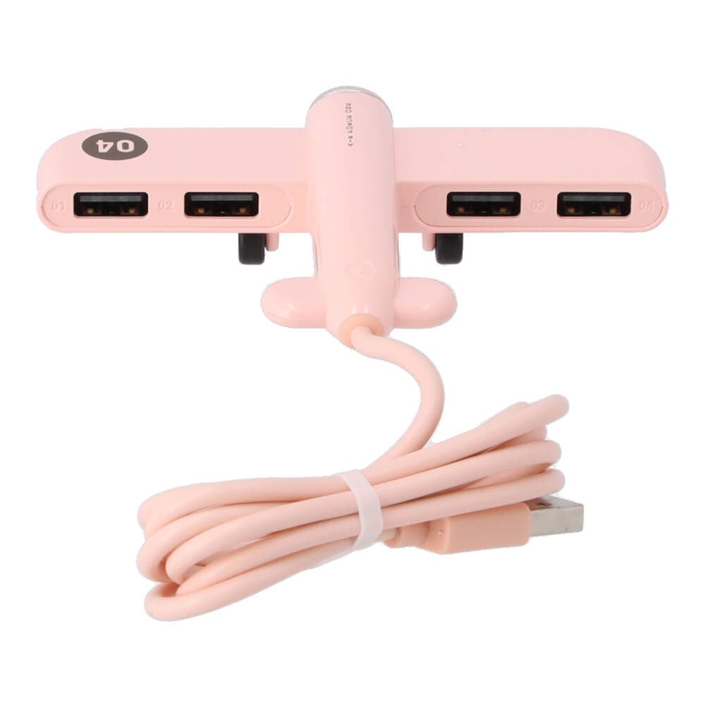 ยูเอสบีฮับ QPLUS Airplane 4 Ports USB-A 2.0 Hub - Pink | Education Studio7