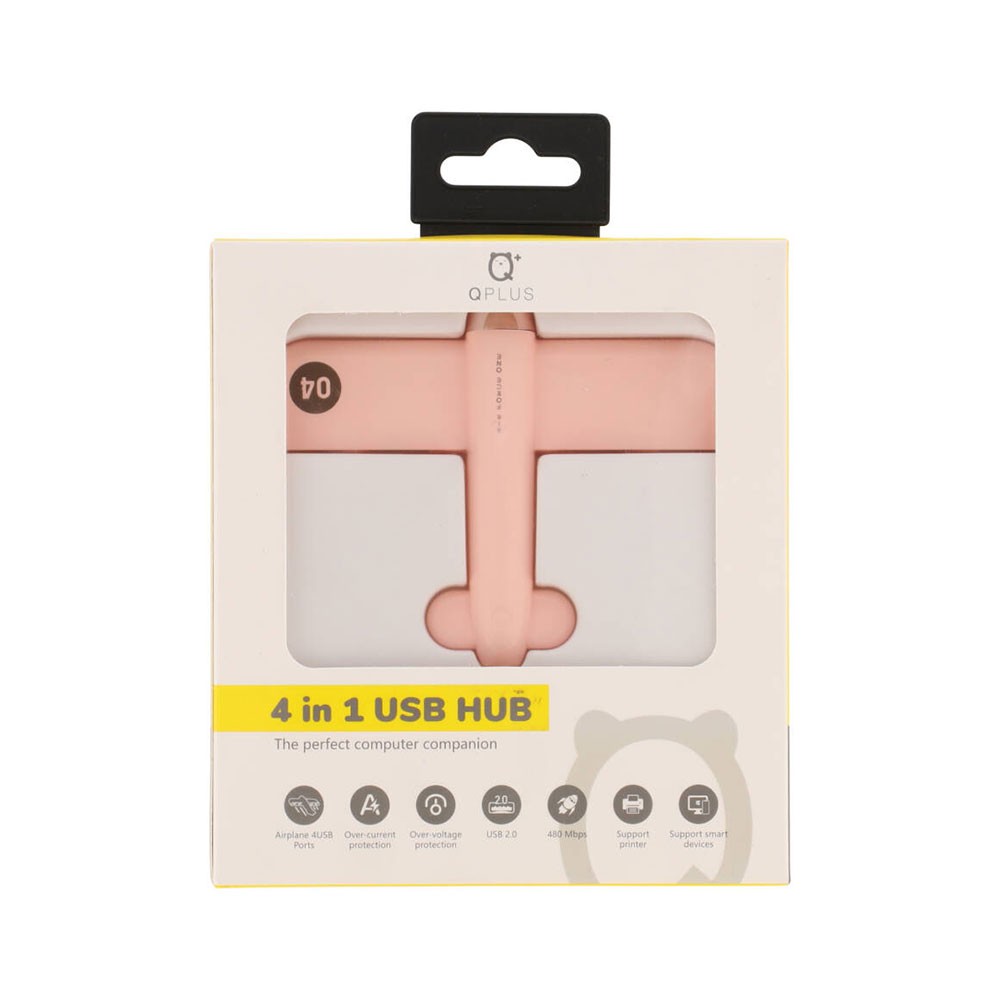 ยูเอสบีฮับ QPLUS Airplane 4 Ports USB-A 2.0 Hub - Pink | Education Studio7