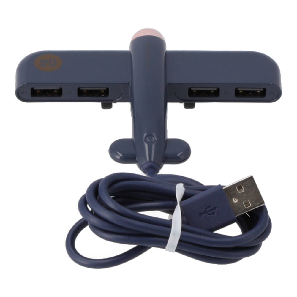 ยูเอสบีฮับ QPLUS Airplane 4 Ports USB-A 2.0 Hub - Navy | Education Studio7