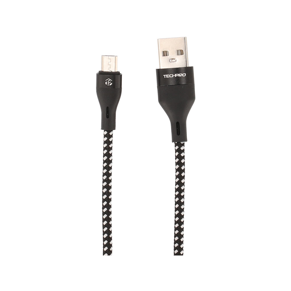 สายชาร์จ TECHPRO USB-A to Micro Cable 1 M. Black/White | Education Studio7