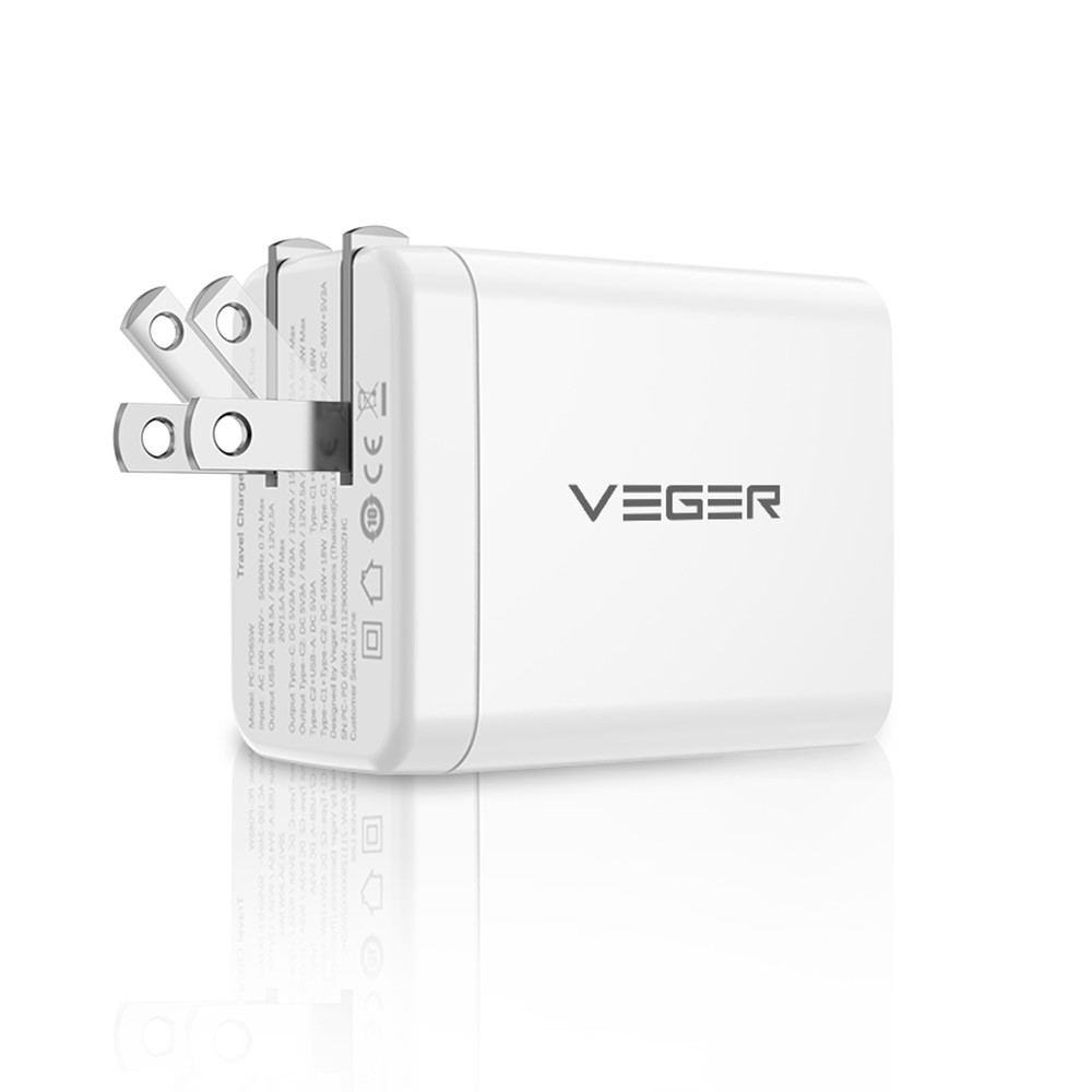 อะแดปเตอร์ Veger Wall Charger 1 USB-A / 2 USB-C White | Education Studio7