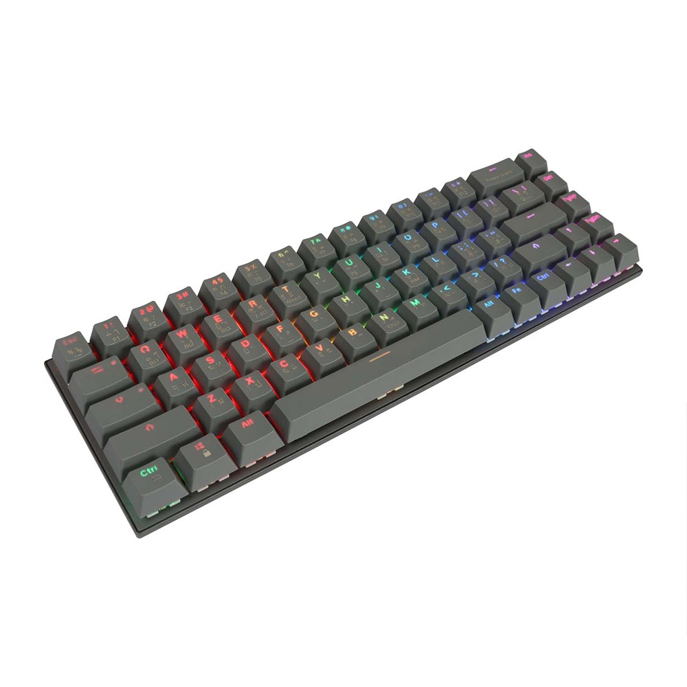 คีย์บอร์ดเกมมิ่ง Tsunami Gaming Keyboard MK-68 Cement Gray Blue Switch ...