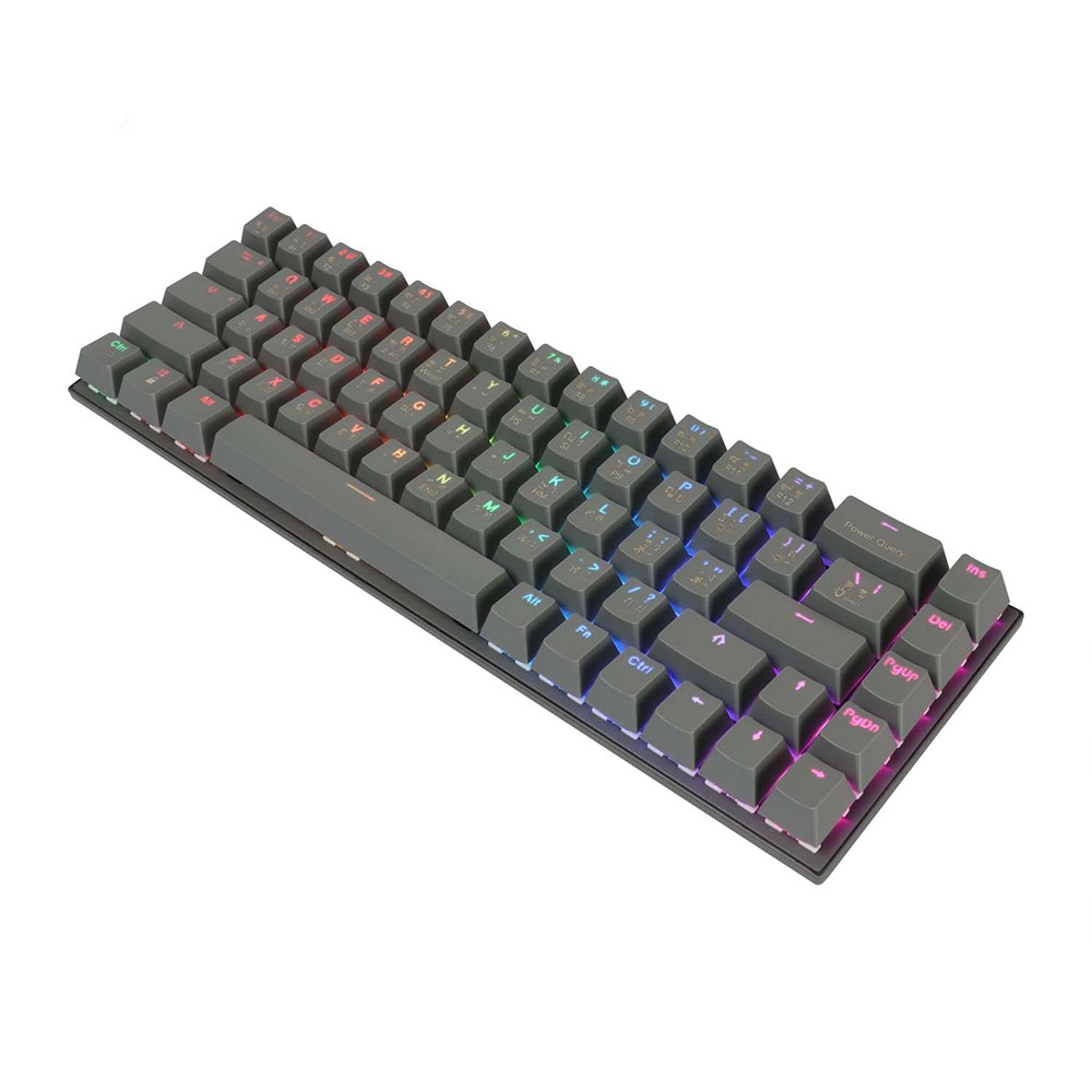 คีย์บอร์ดเกมมิ่ง Tsunami Gaming Keyboard MK-68 Cement Gray Blue Switch ...