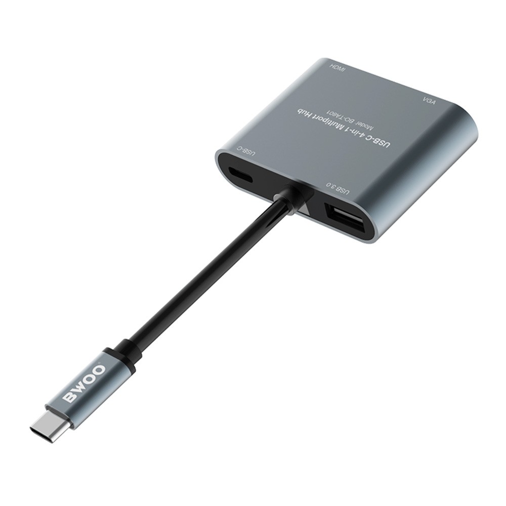 อุปกรณ์ต่อพ่วง BWOO 4-in-1 USB-C to USB-A, VGA, HDMI and PD (GD-TA601 ...