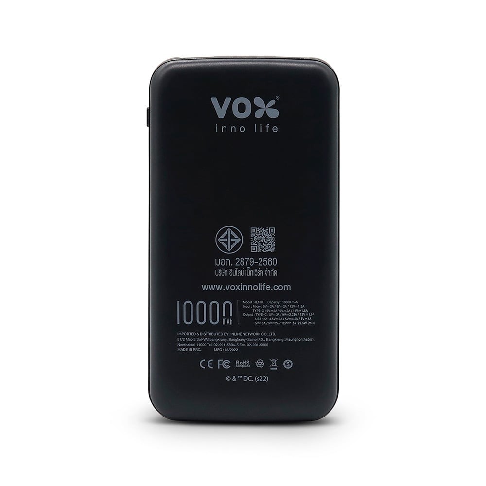 พาวเวอร์แบงค์ VOX Power Bank 10000 mAh (Quick Charge) BATMAN BLACK ...