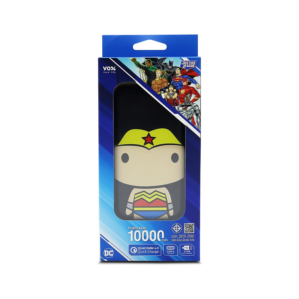 พาวเวอร์แบงค์ VOX Power Bank 10000 mAh (Quick Charge) WONDERWOMAN BLACK ...