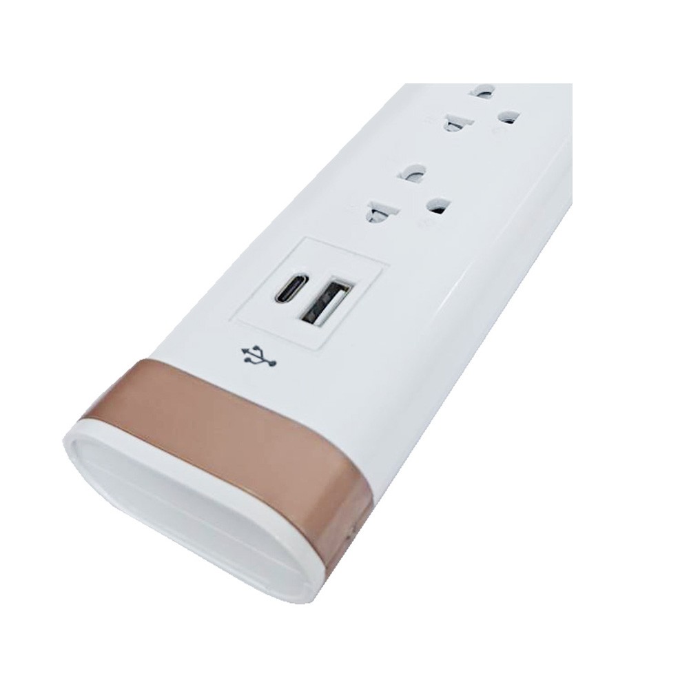 รางปลั๊กไฟ DATA TIS Plug 3 Way 1 Switch 2 USB 3M. (LVUC45 3M) White ...