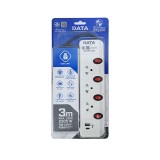 รางปลั๊กไฟ DATA TIS Plug 3 Way 4 Switch 2 USB 3M. (HMWC4236 3M) White | Education Studio7