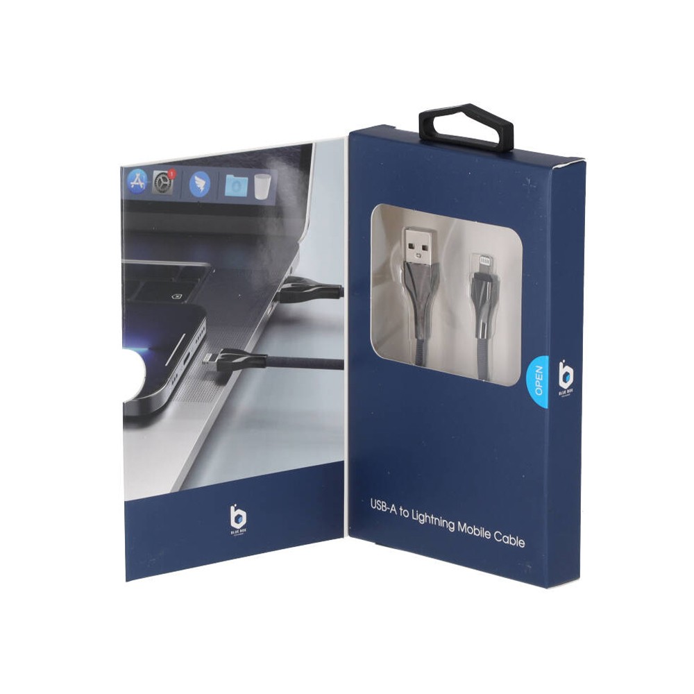 สายชาร์จไอโฟน Lightning ราคาถูก Blue Box Copper+Knitting wire 1M. 3A ...