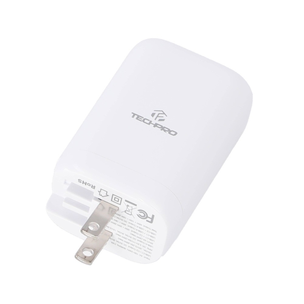 อะแดปเตอร์ TECHPRO Wall USB Charger 1 USB-A QC3.0 18W / 2 USB-C (PD65W ...