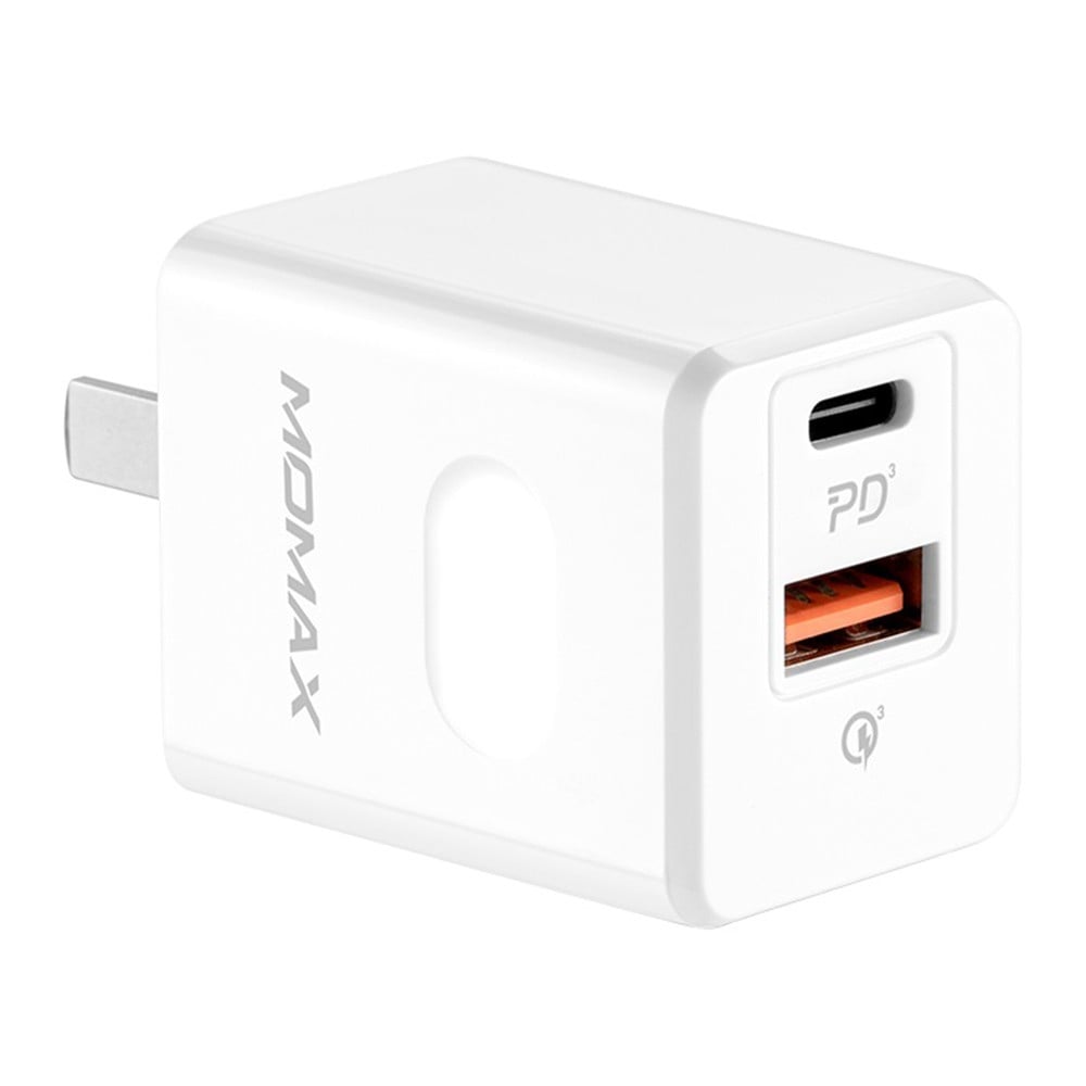 อะแดปเตอร์,หัวชาร์จ Momax Wall USB Charger 1 USB-A (QC3.0A) / 1 USB-C (PD20W) White | Education ...