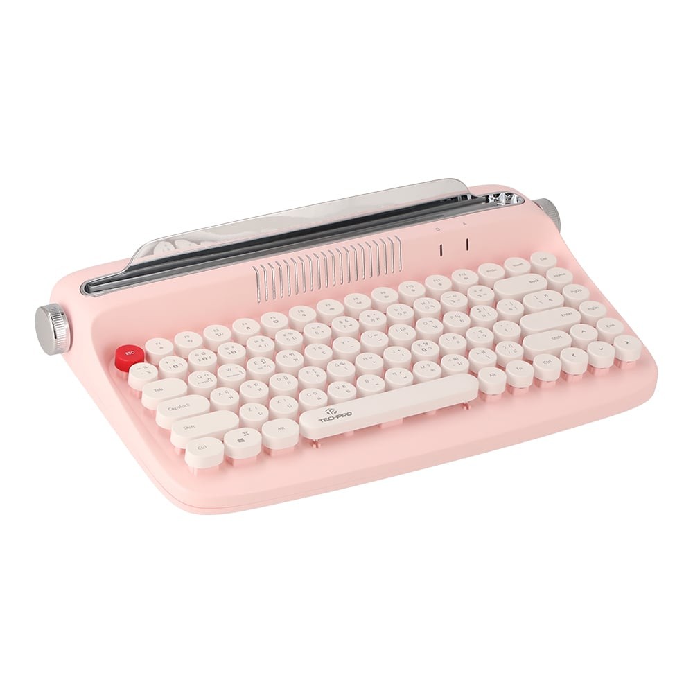 TECHPRO คีย์บอร์ดไร้สาย Retro Mini Bluetooth (84Keys) B303 - Pink ...